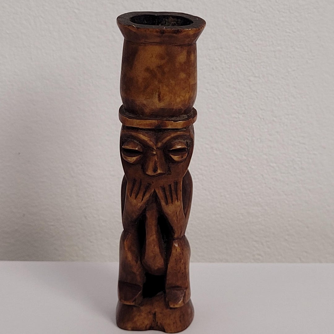 Vintage African Art Ceremonial Carved Bovine Bone Ancestor Statue ...