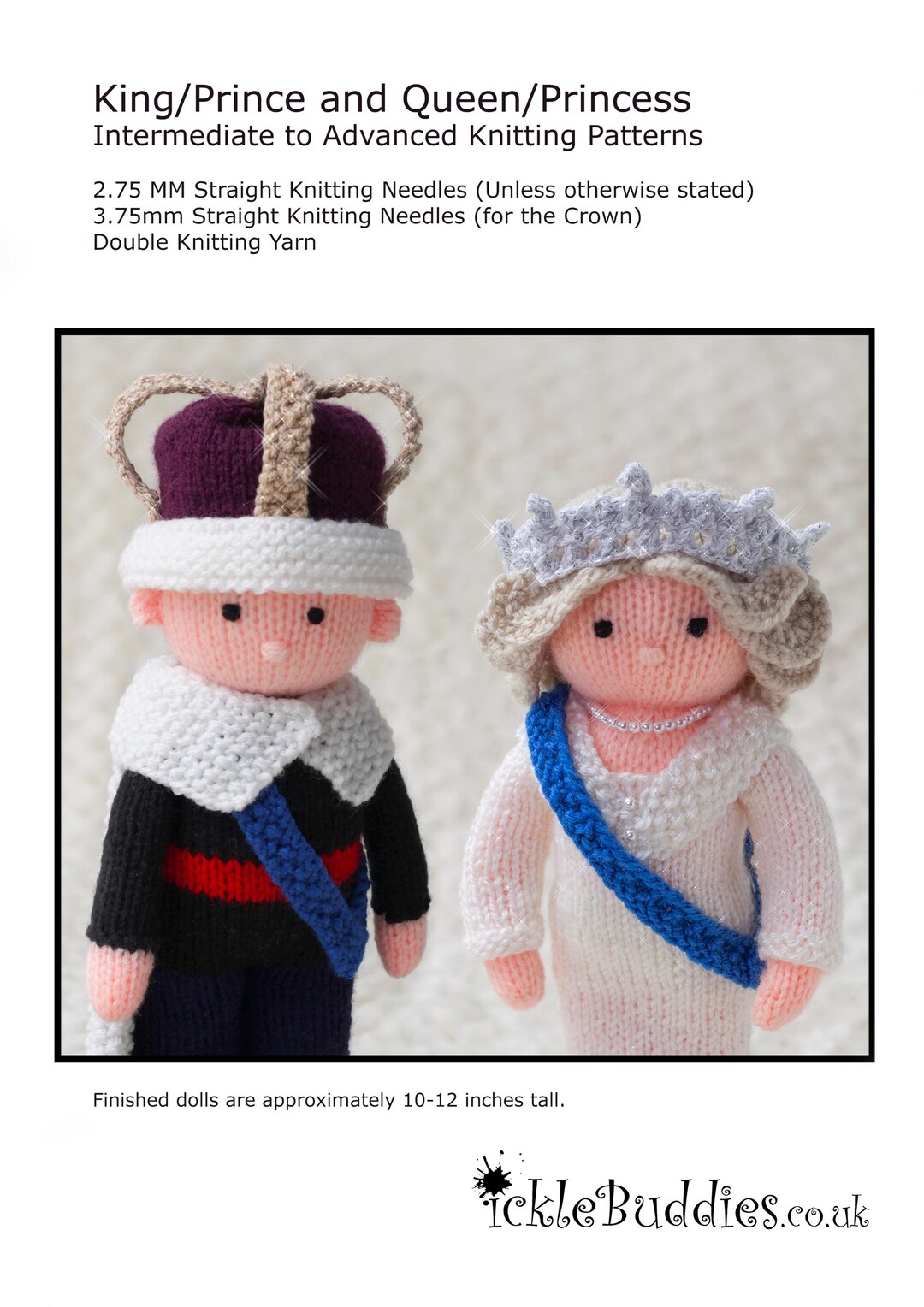 Dolls X 2 - King & Queen KNITTING Pattern - Intermediate to Advanced ...
