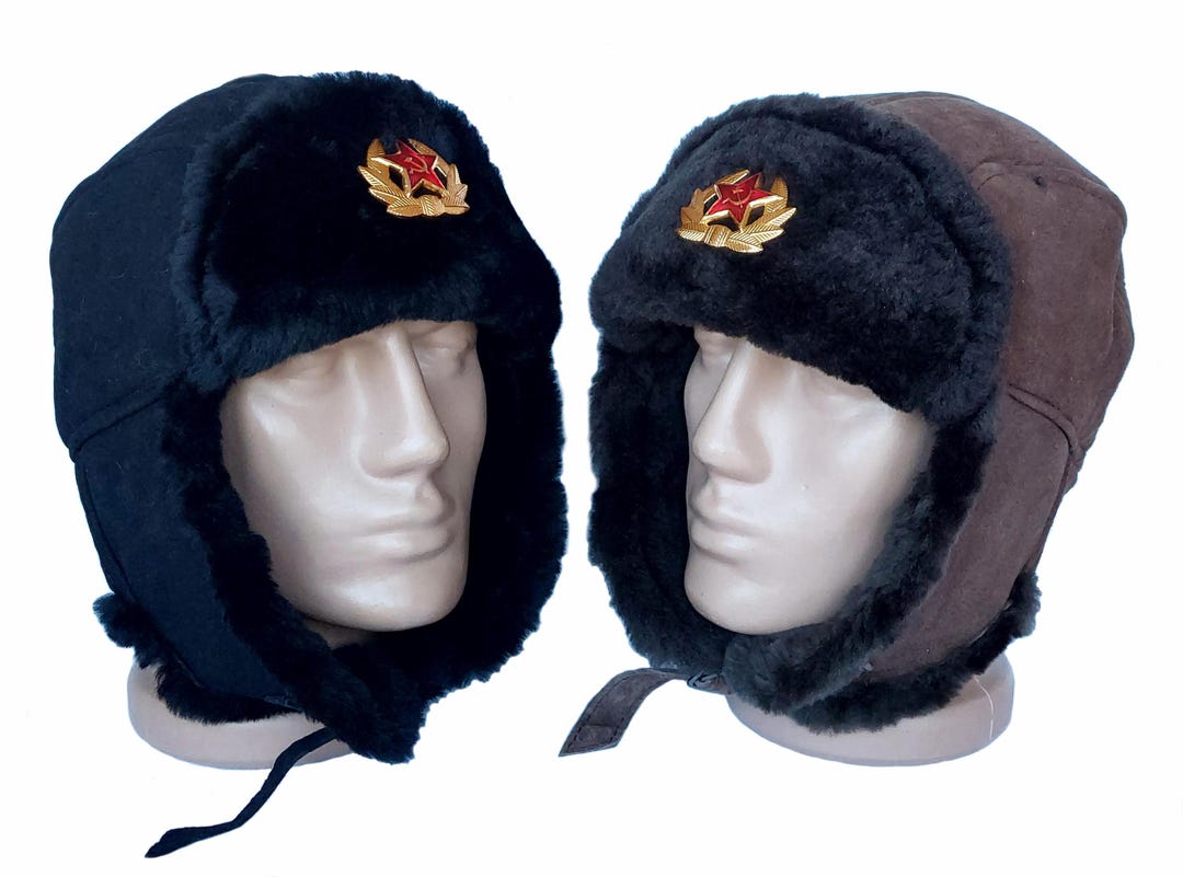 Bulgarian Genuine Sheep Leather Helmet With Eco-fur and Soviet Cockade ...