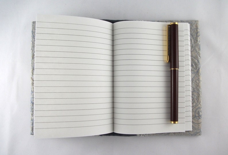 Silver Blue Lined Notebook Machine Embroidery One of a - Etsy