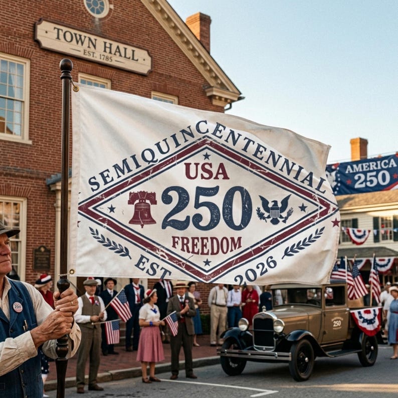 USA 250 Semiquincentennial Flag, Vintage Patriot Decor, 1776-2026 EST ...