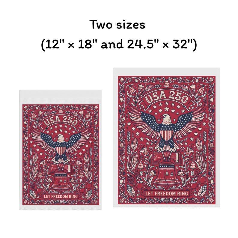 USA 250 Garden Flag, Vintage Americana Liberty Bell Banner, Patriotic ...