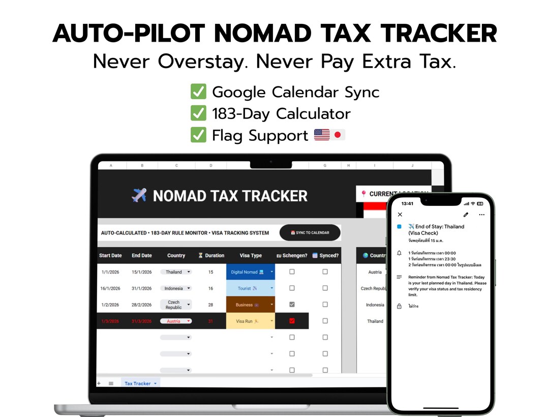 Digital Nomad Visa Tracker Google Sheet, Schengen Calculator, Tax ...