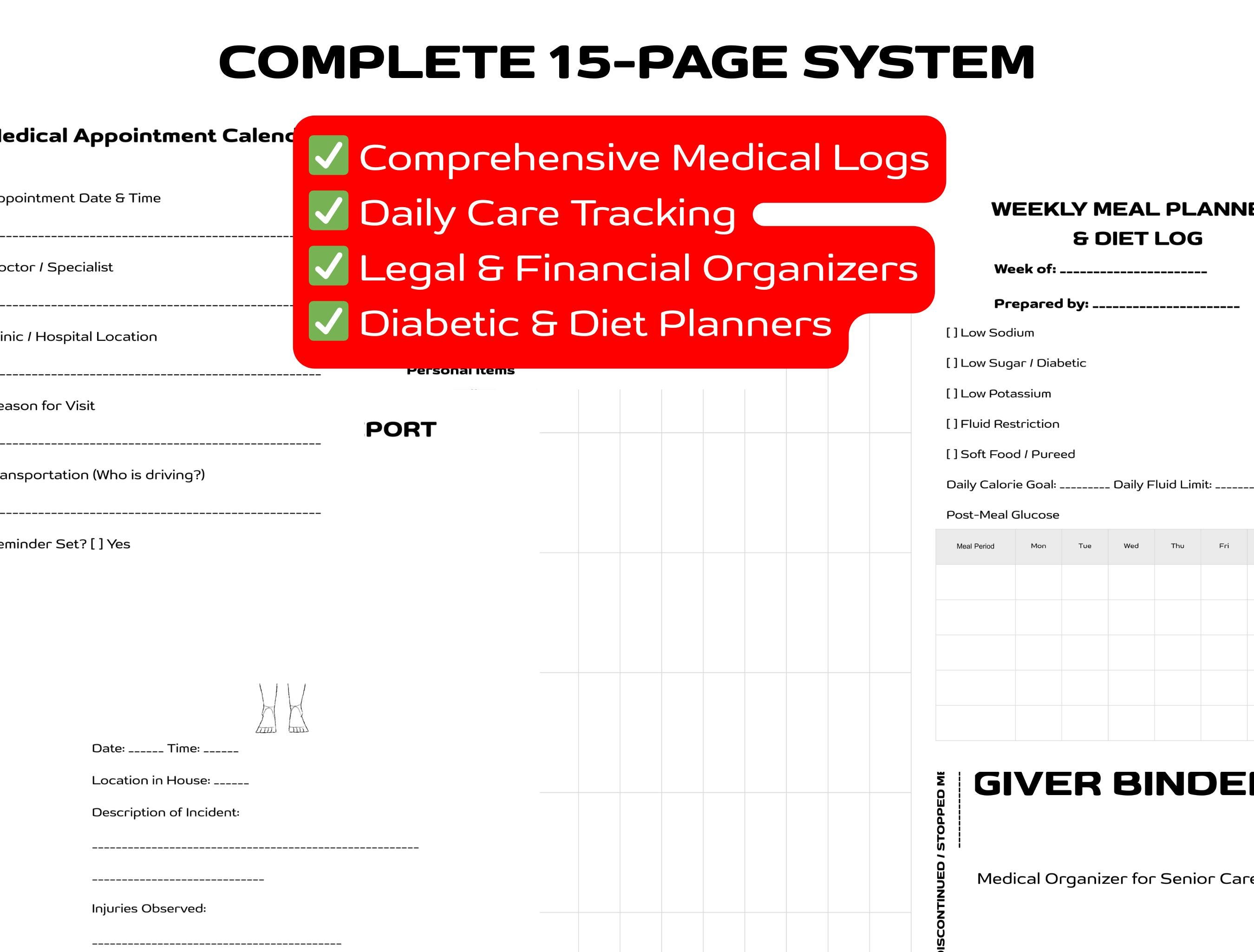Caregiver Binder Printable | Senior Care, Medical Organizer (PDF ...