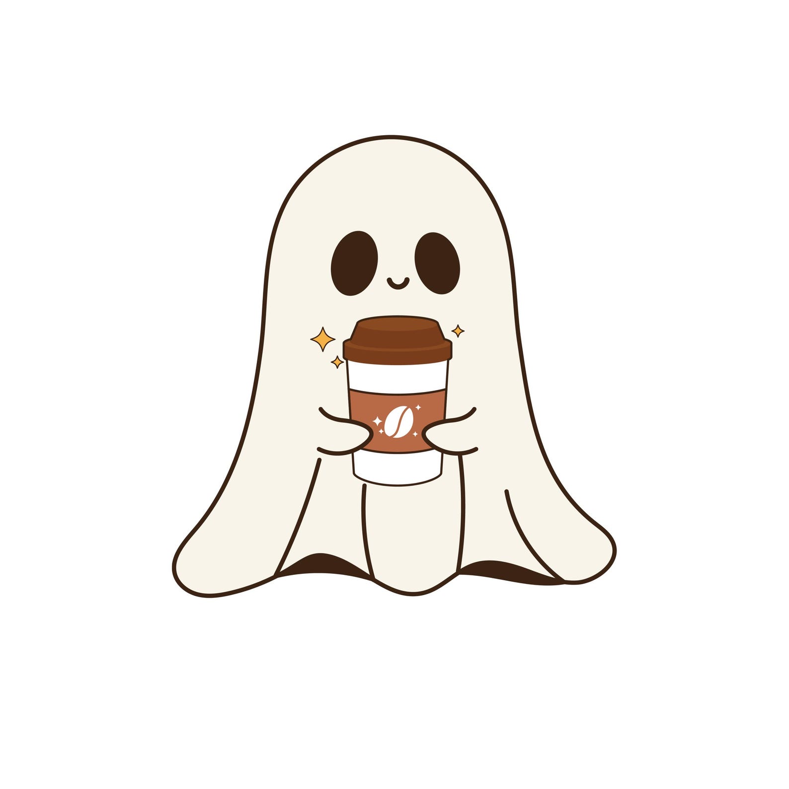 Cute Ghost Drink Coffee Png, Ghost With Coffee, Fall Coffee Png, Cute ...