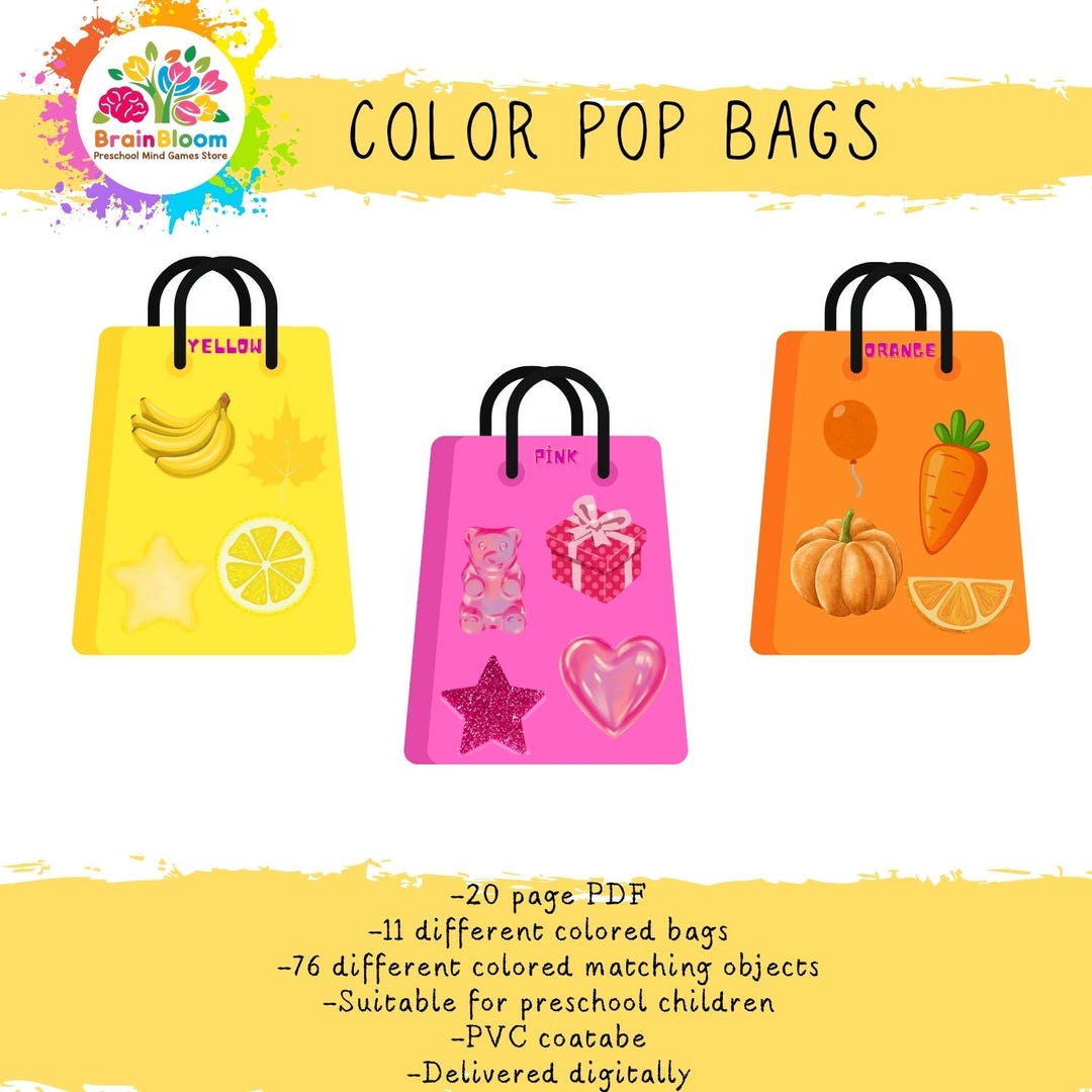 Color Pop Pags Preschool Activity: Homeschool Learning Game, Busy Bug ...