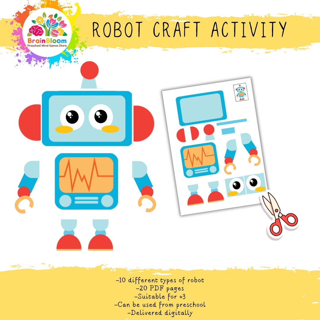 10 Fun Robot Cut and Paste Printables for Kids - Etsy