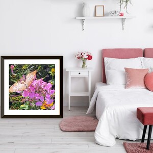 Magenta Spider Flower & White Peacock Butterfly Digital Print – Nature ...