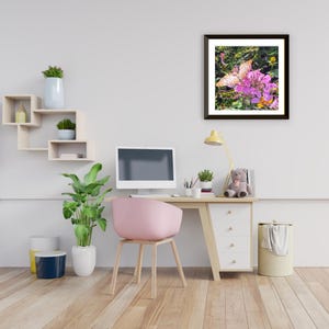 Magenta Spider Flower & White Peacock Butterfly Digital Print – Nature ...