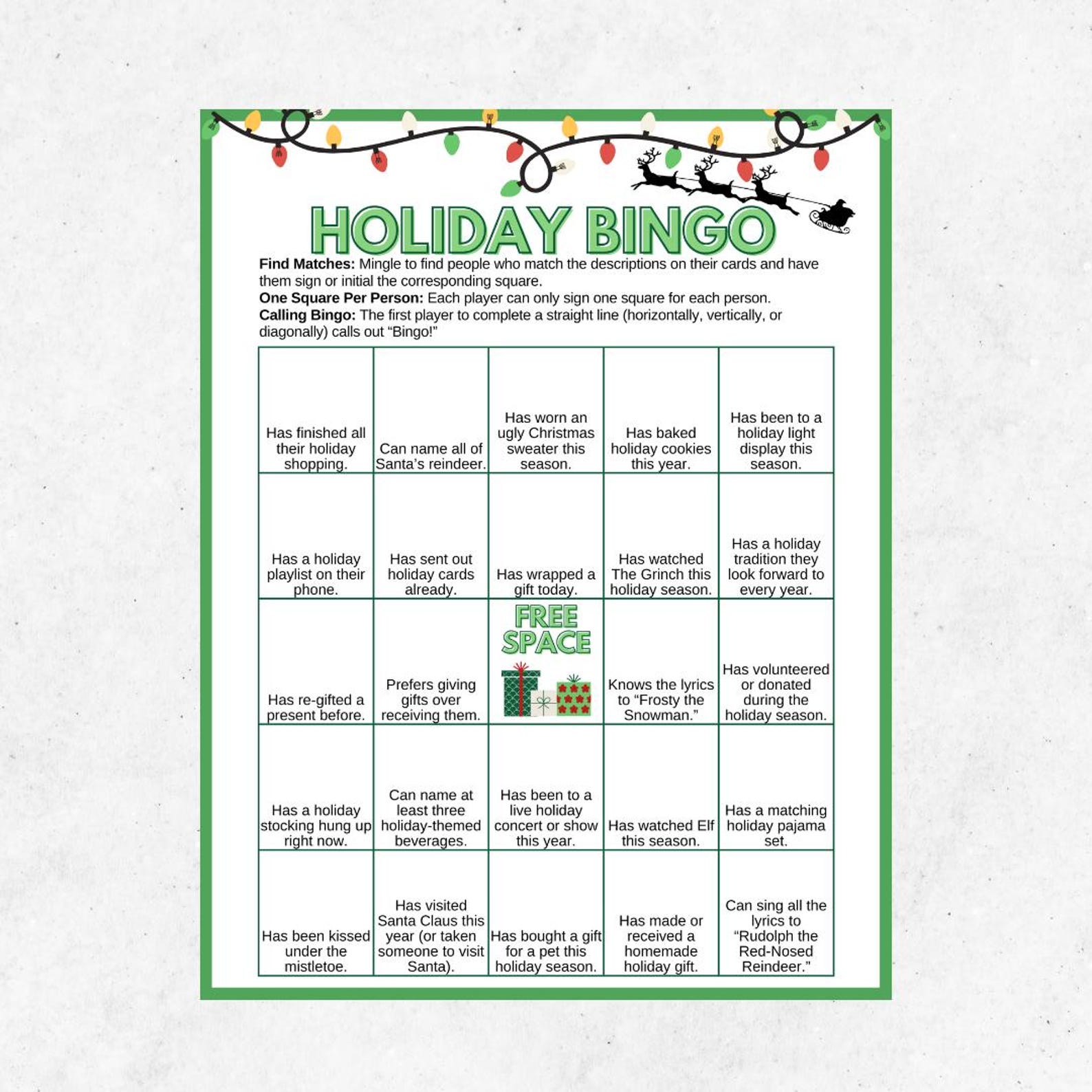 Holiday Bingo Party Game Fun Icebreaker for Christmas Gatherings ...