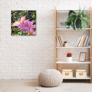 Magenta Spider Flower & White Peacock Butterfly Digital Print – Nature ...