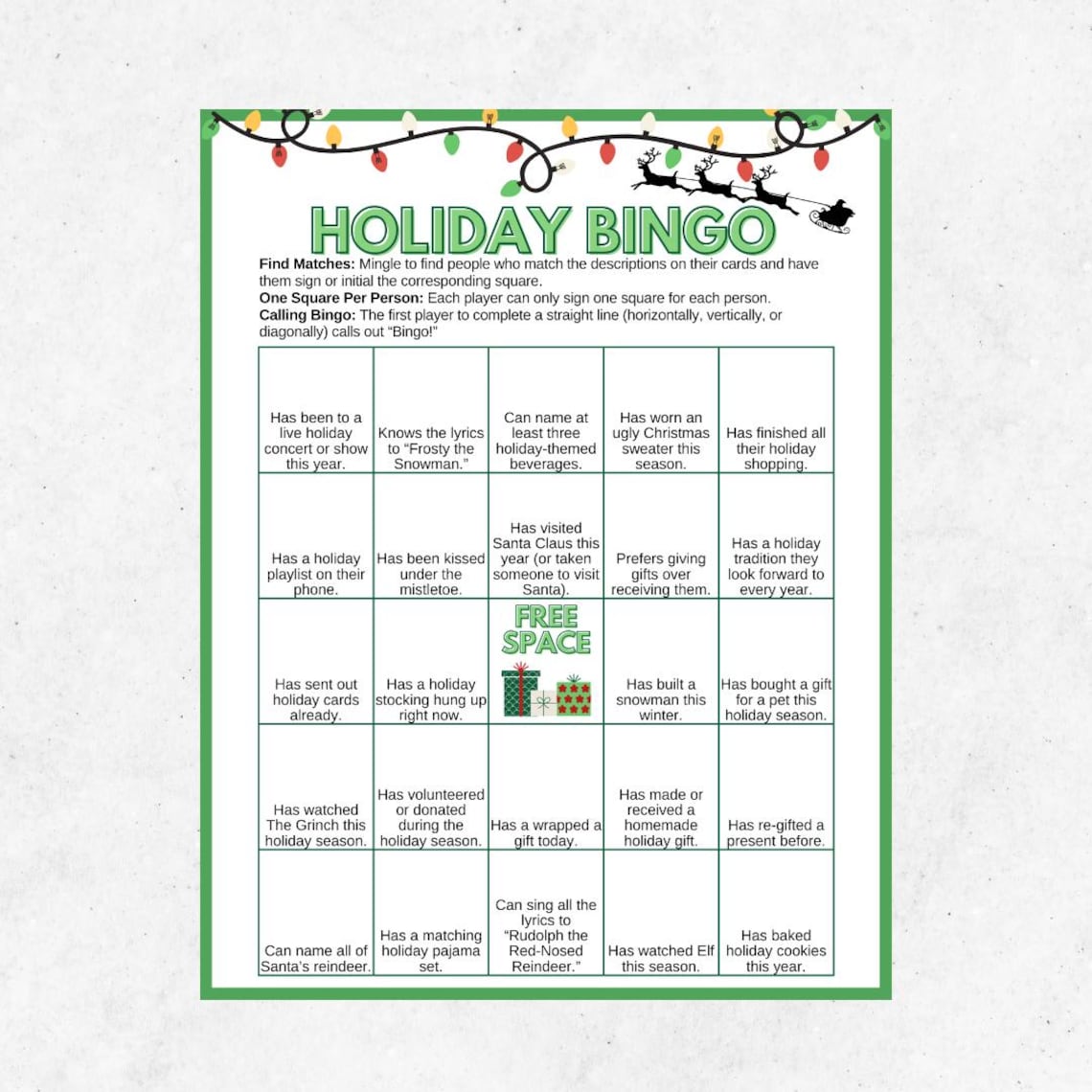 Holiday Bingo Party Game Fun Icebreaker for Christmas Gatherings ...