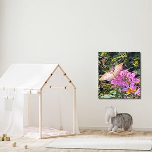 Magenta Spider Flower & White Peacock Butterfly Digital Print – Nature ...
