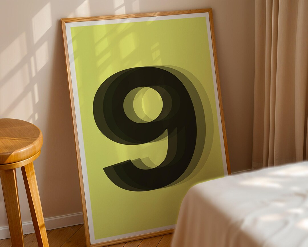 Number 9 Typography Poster - Modern Minimalist Wall Art - Digital ...