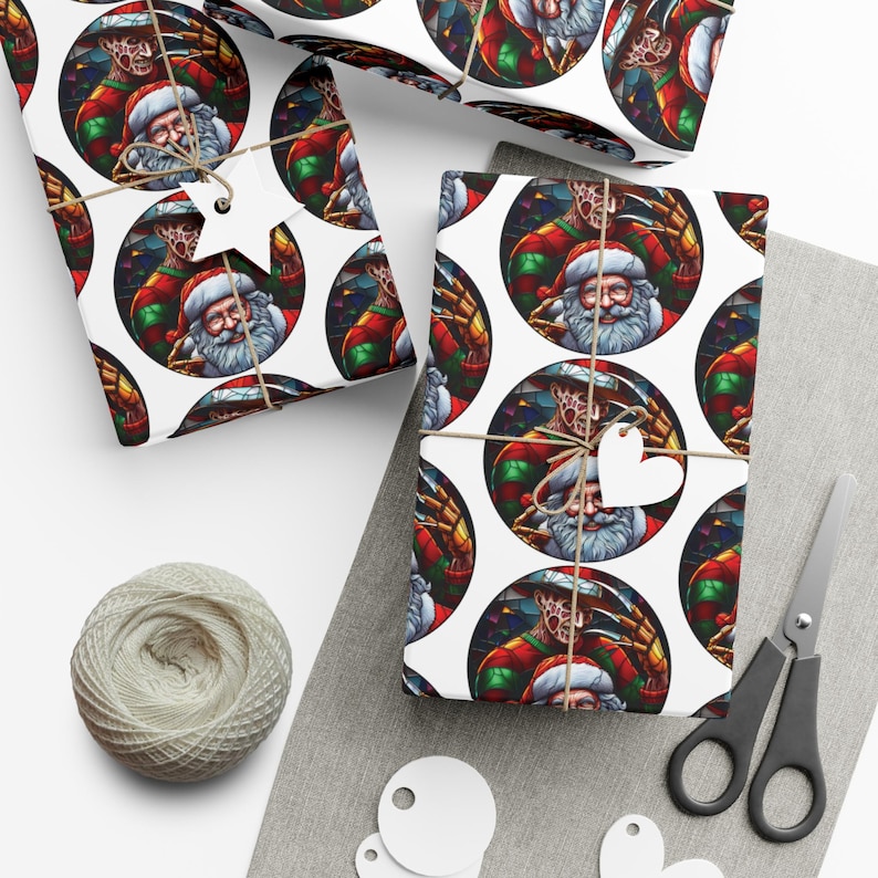 Santaxfreddy Wrapping Paper Horror Christmas Gift Wrap Papers for Scary ...