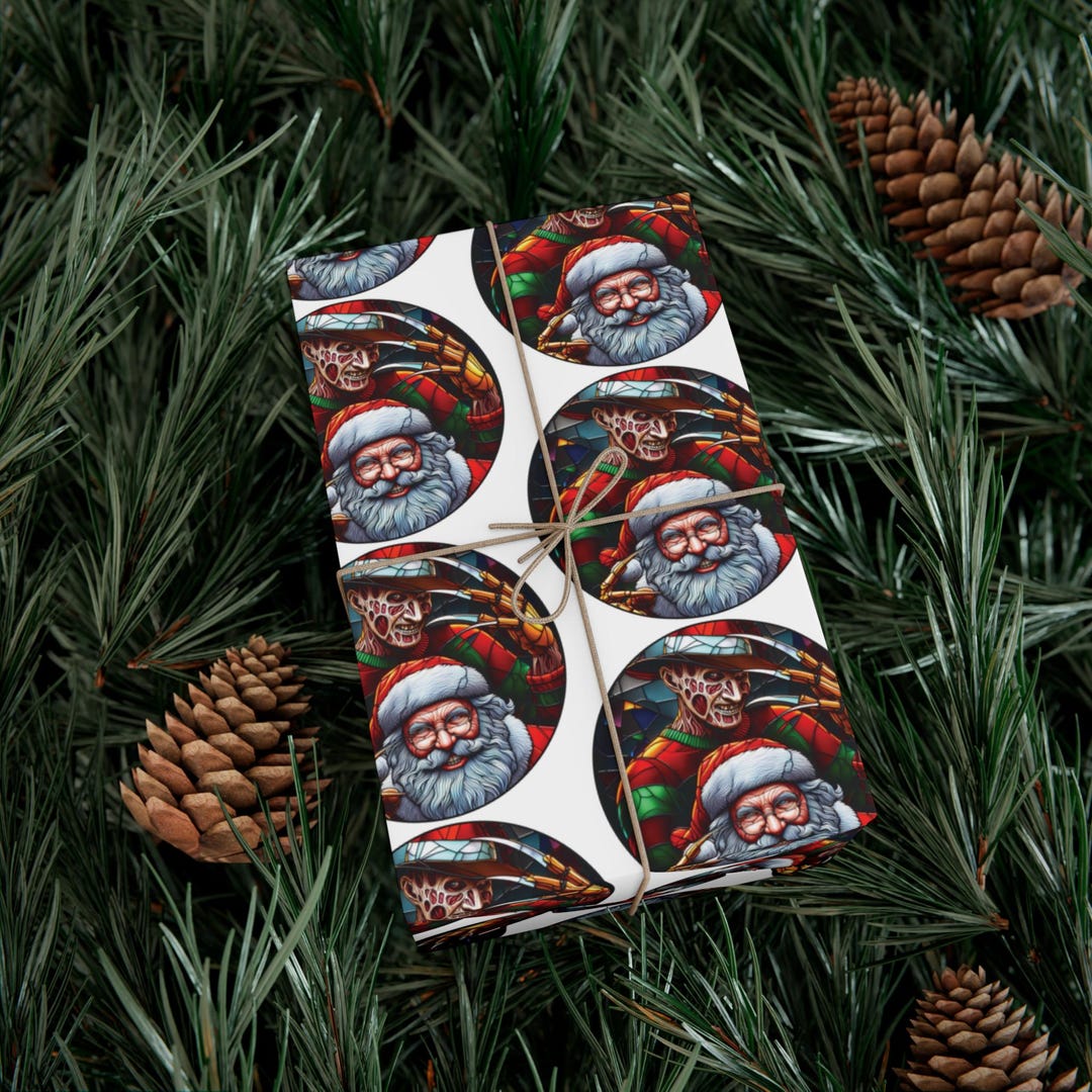Santaxfreddy Wrapping Paper Horror Christmas Gift Wrap Papers for Scary ...