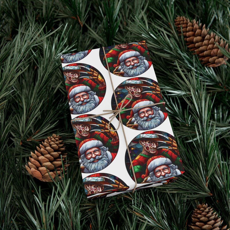Santaxfreddy Wrapping Paper Horror Christmas Gift Wrap Papers for Scary ...