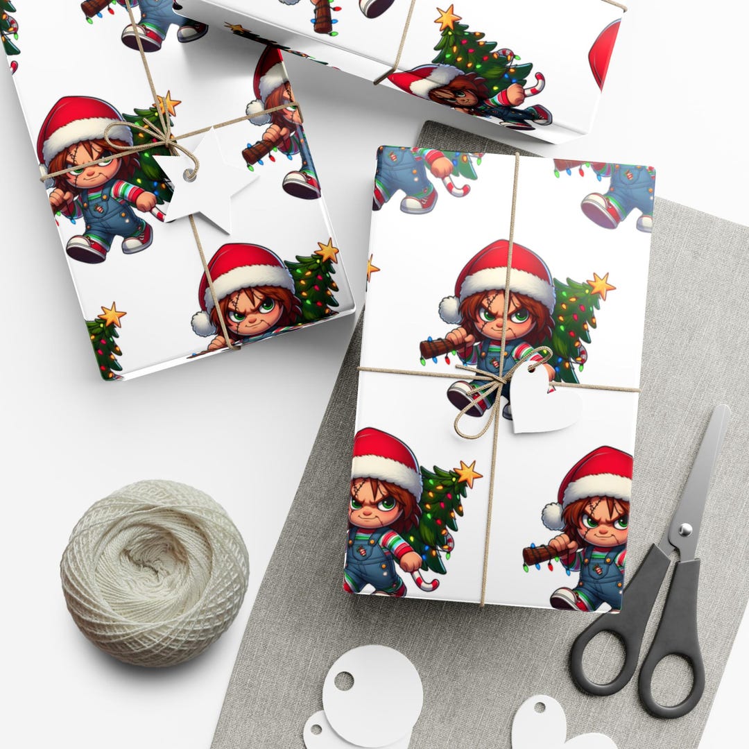 Christmas Horror Gift Wrap Papers Chucky Killer Wrapping Paper Scary ...