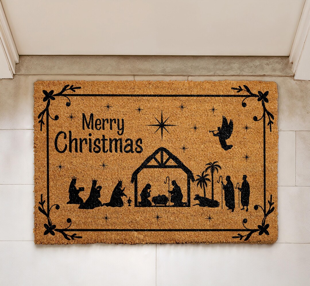 Nativity Christmas Doormat, Merry Christmas Welcome Mat, Religious ...