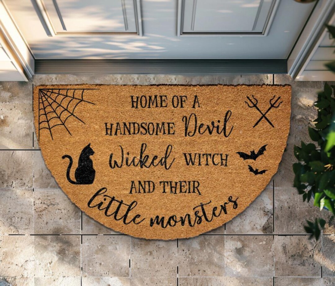 Home of A Handsome Devil & Wicked Witch Doormat, Little Monsters Mat ...