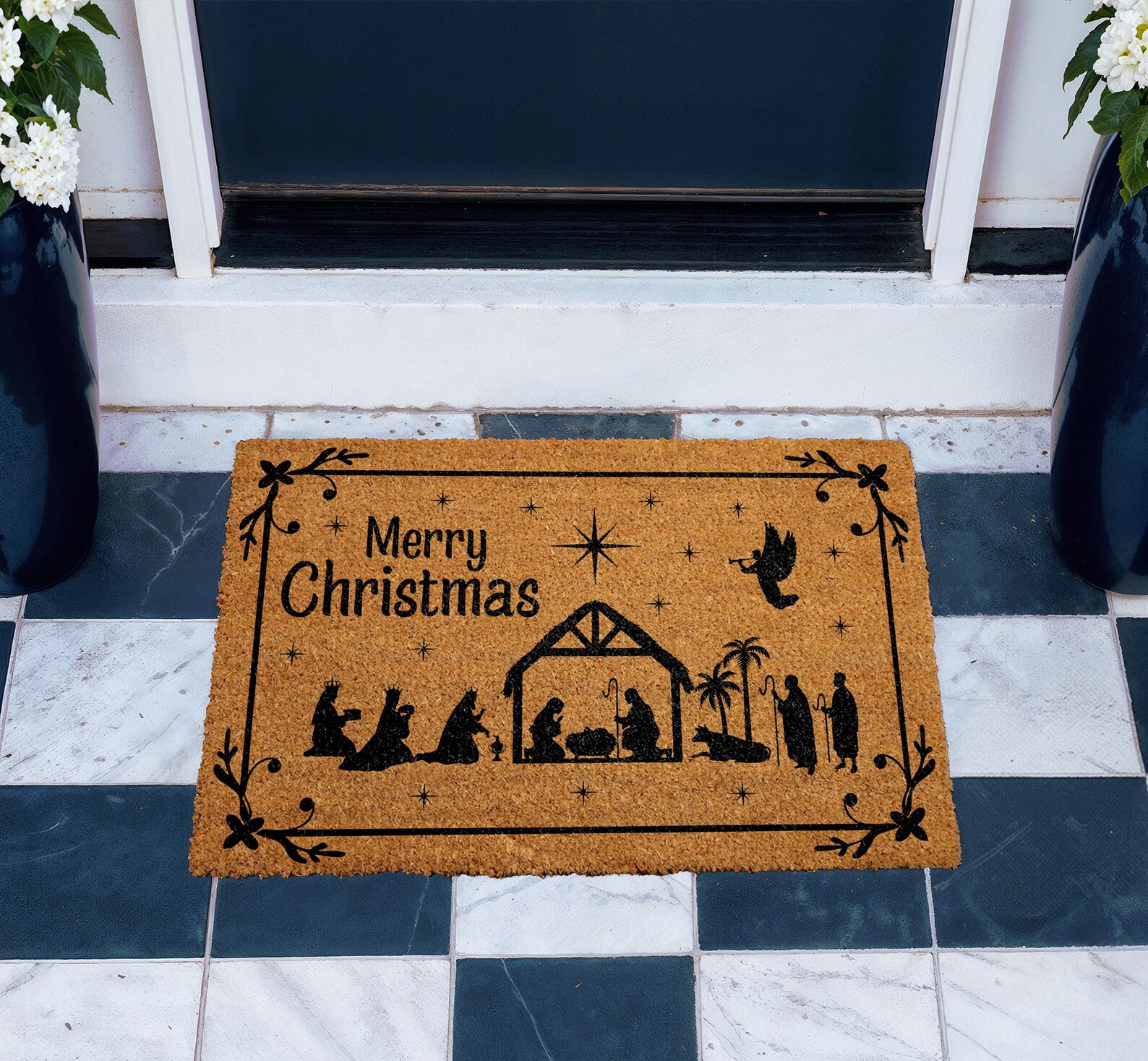 Nativity Christmas Doormat, Merry Christmas Welcome Mat, Religious ...