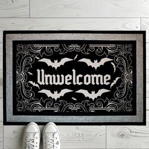 Unwelcome Bat Doormat, Gothic Welcome Mat, Spooky Home Decor, Retro ...