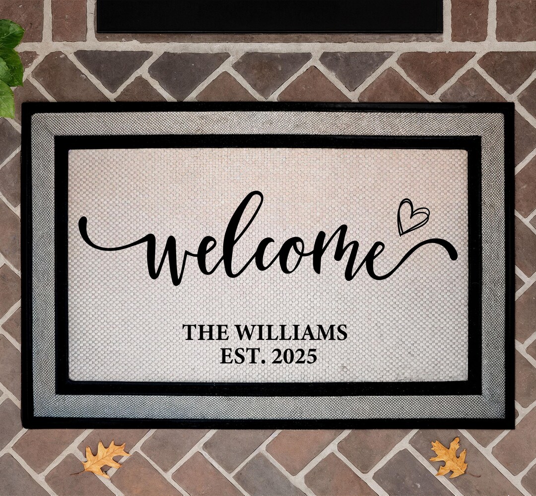 Custom Family Name and Est. Year Welcome Mat, Family Name & Established ...