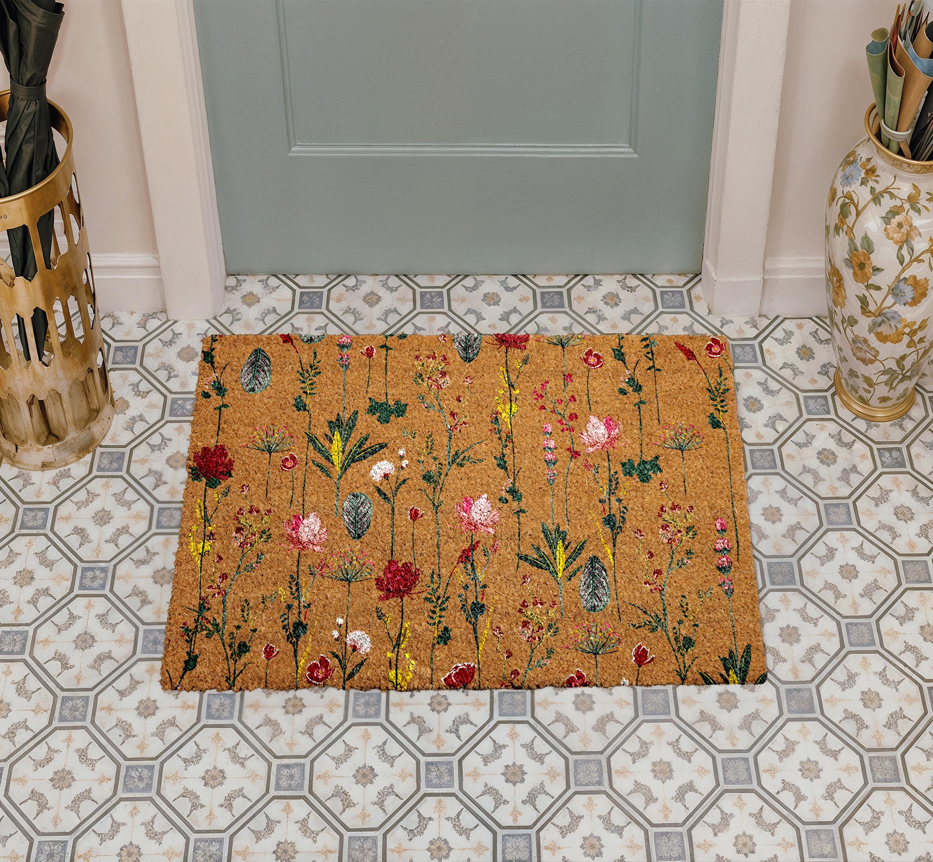 Wildflower Pattern Doormat, Boho Floral Welcome Mat, Spring Blossom ...