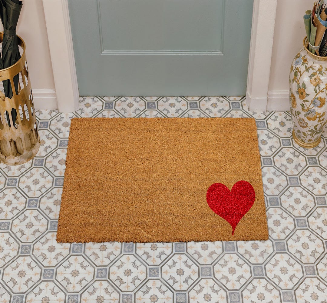 Simple Red Heart Doormat, Cute Heart Welcome Mat, Valentines Love Heart ...