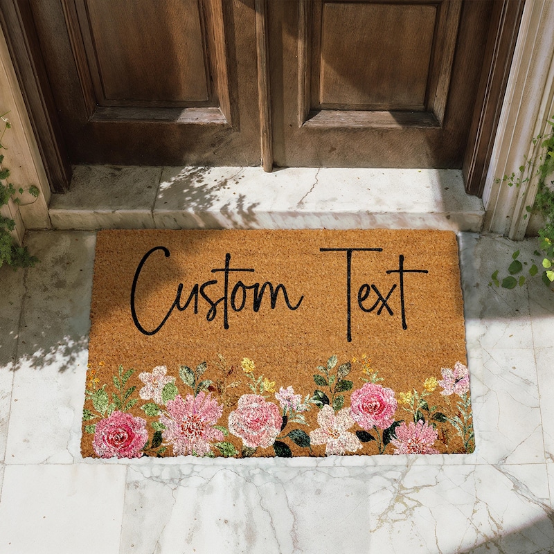 Pink Floral Floor Mat - Etsy