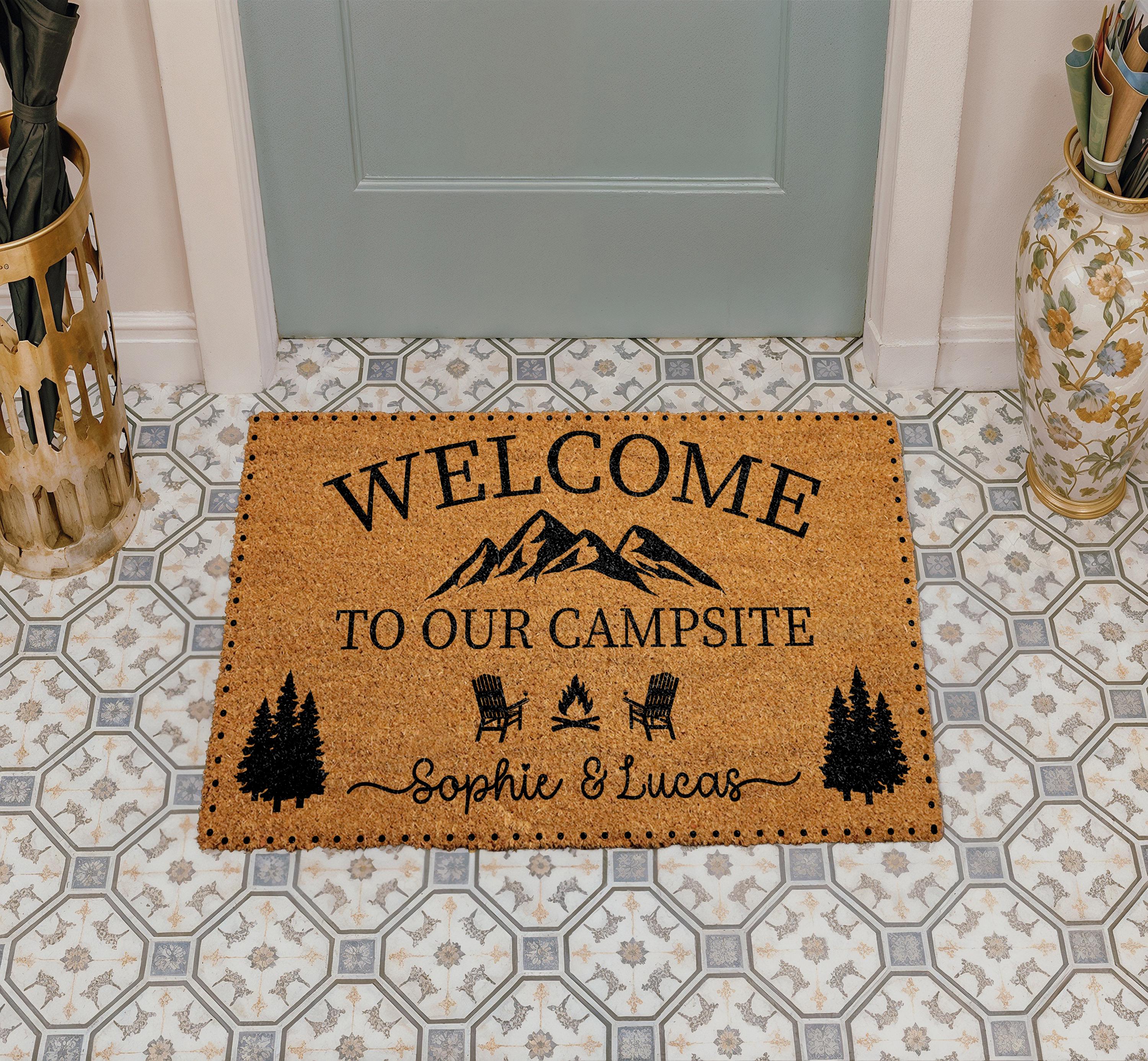 Custom Welcome to Our Campsite Doormat, Personalized Couple's Name ...