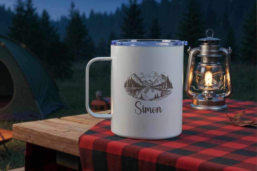 Custom Name Camping Mug, Personalized Campfire Mug, Adventure Lovers ...
