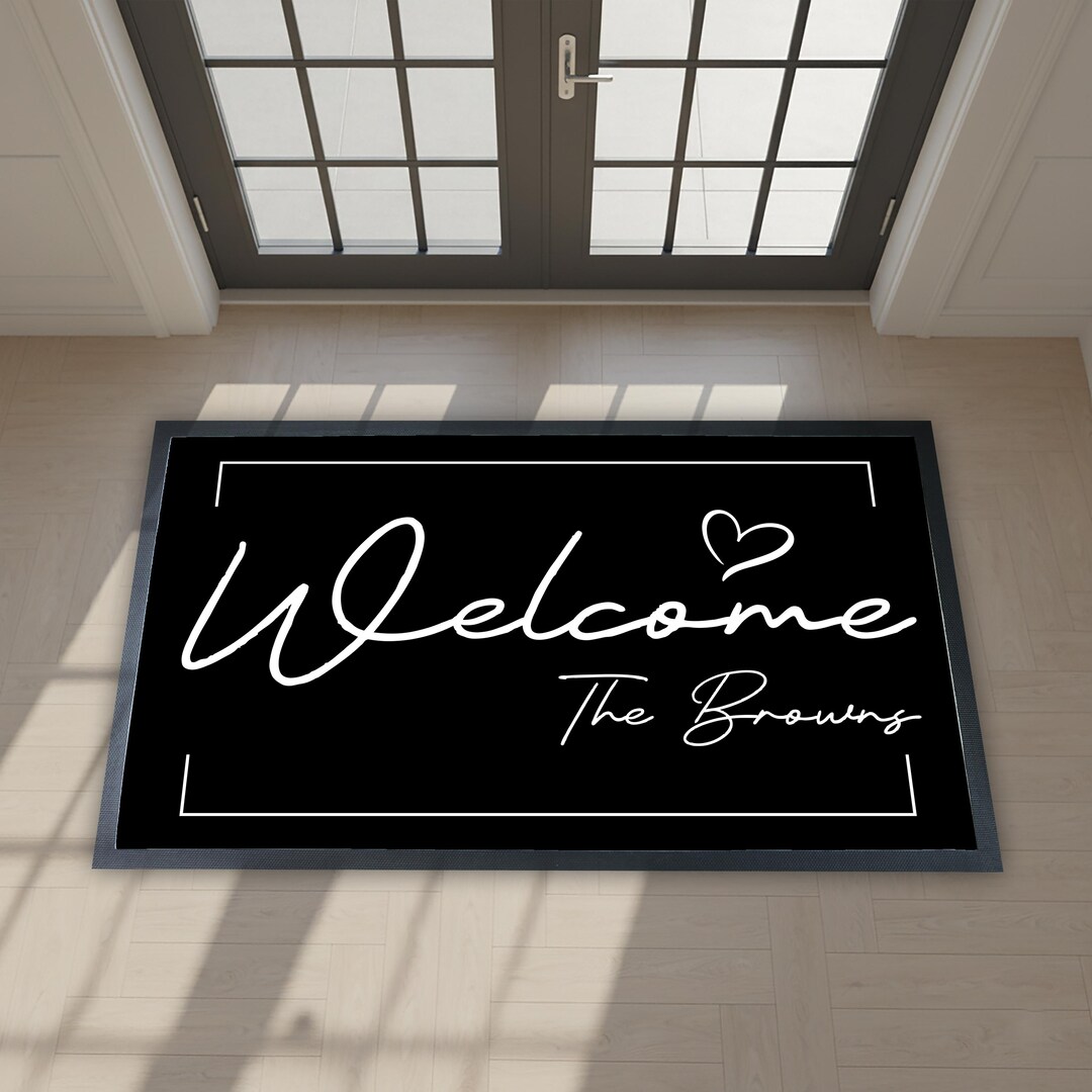 Personalized Welcome Doormat, Custom Last Name Door Mat, Modern ...