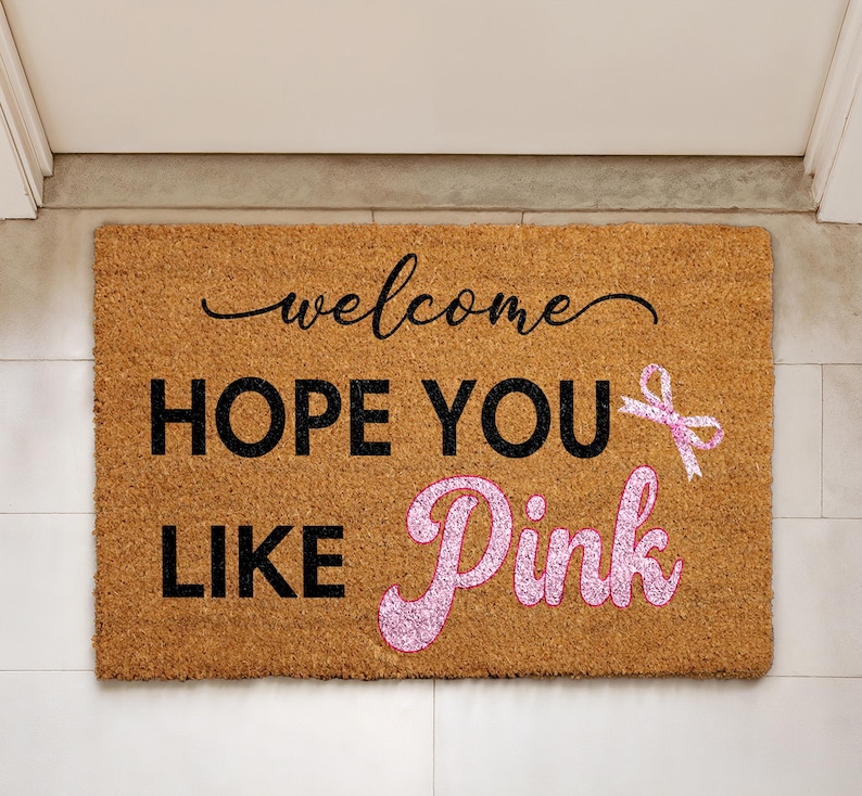 Welcome Hope You Like Pink Doormat, Pink Coquette Bow Door Mat, Cute ...