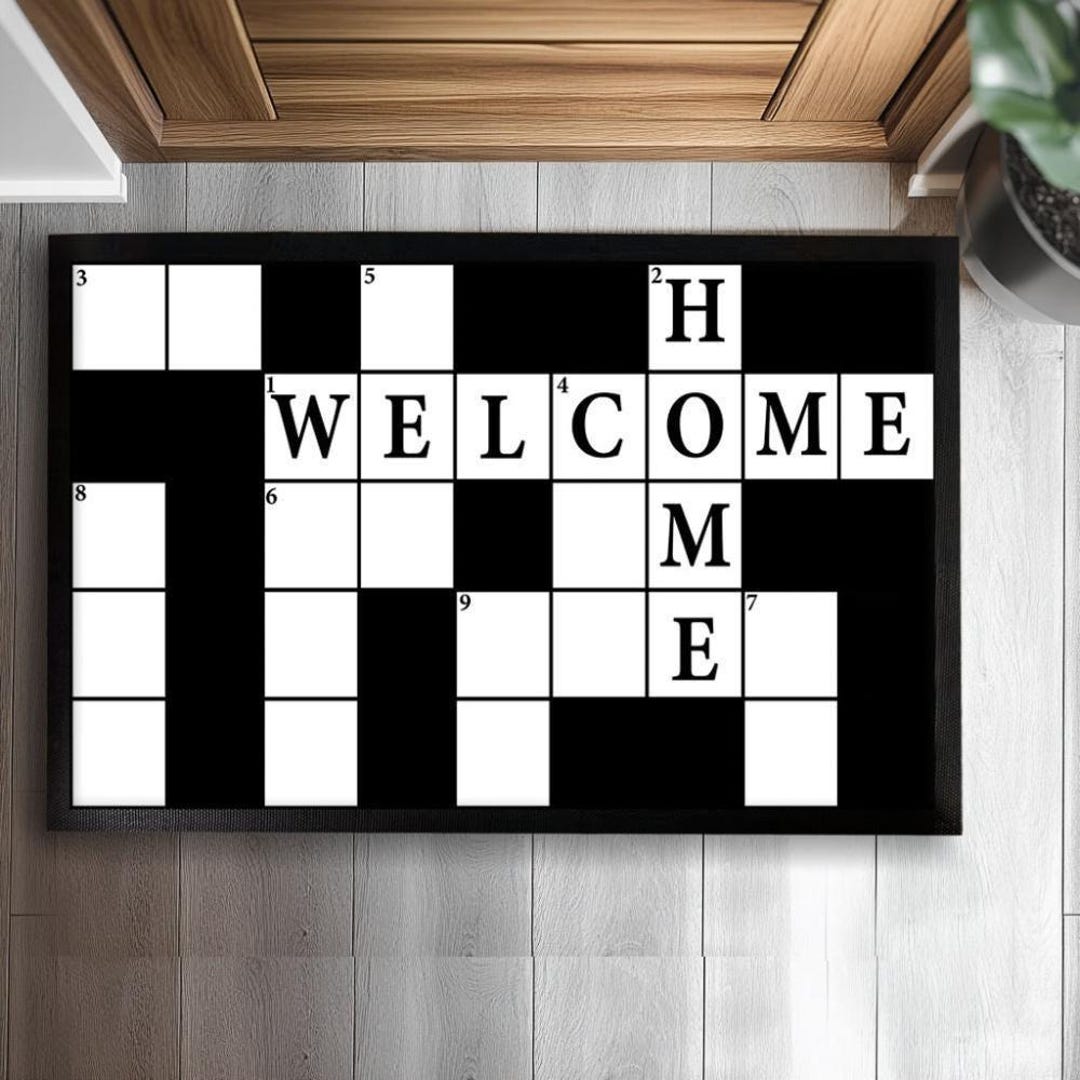 Crossword Puzzle Welcome Home Doormat, Word Puzzle Welcome Mat, Fun and ...