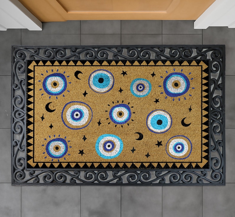 Celestial Evil Eye Doormat, Spiritual Front Door Welcome Mat, Mystical ...
