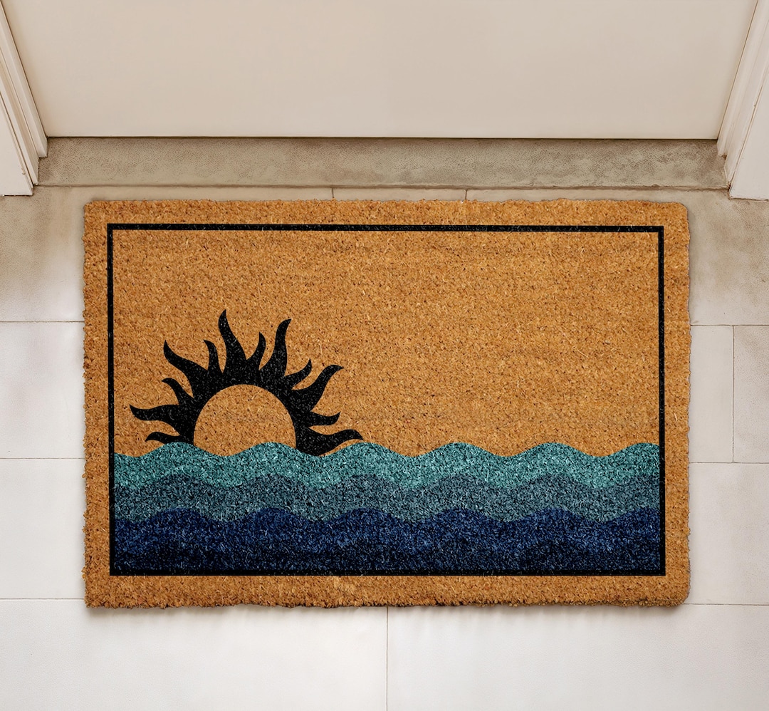 Sunset Ocean Doormat, Beach House Welcome Mat, Coastal Housewarming ...