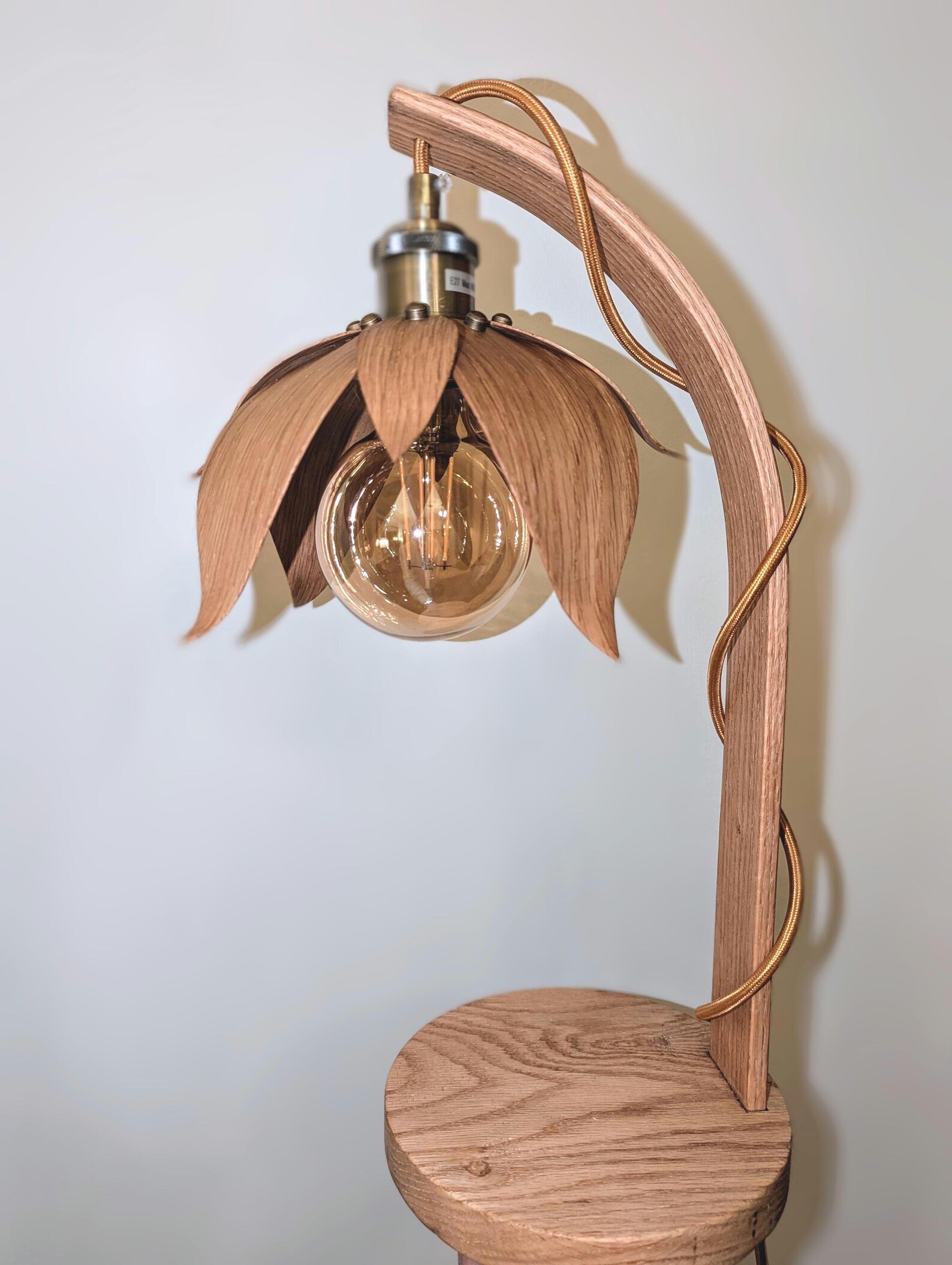 Lotus Table Lamp. Handmade in Solid Oak - Etsy