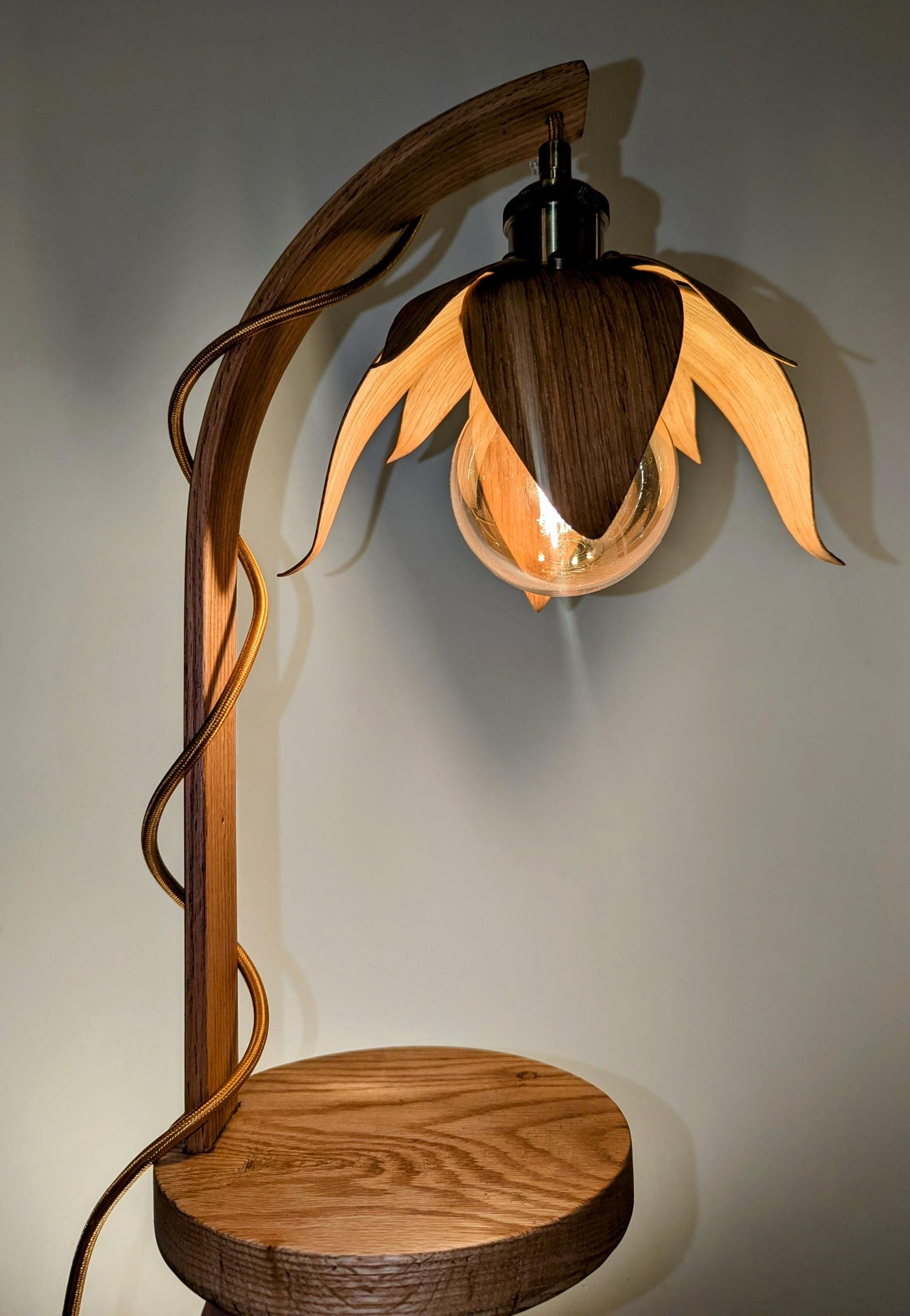 Lotus Table Lamp. Handmade in Solid Oak - Etsy
