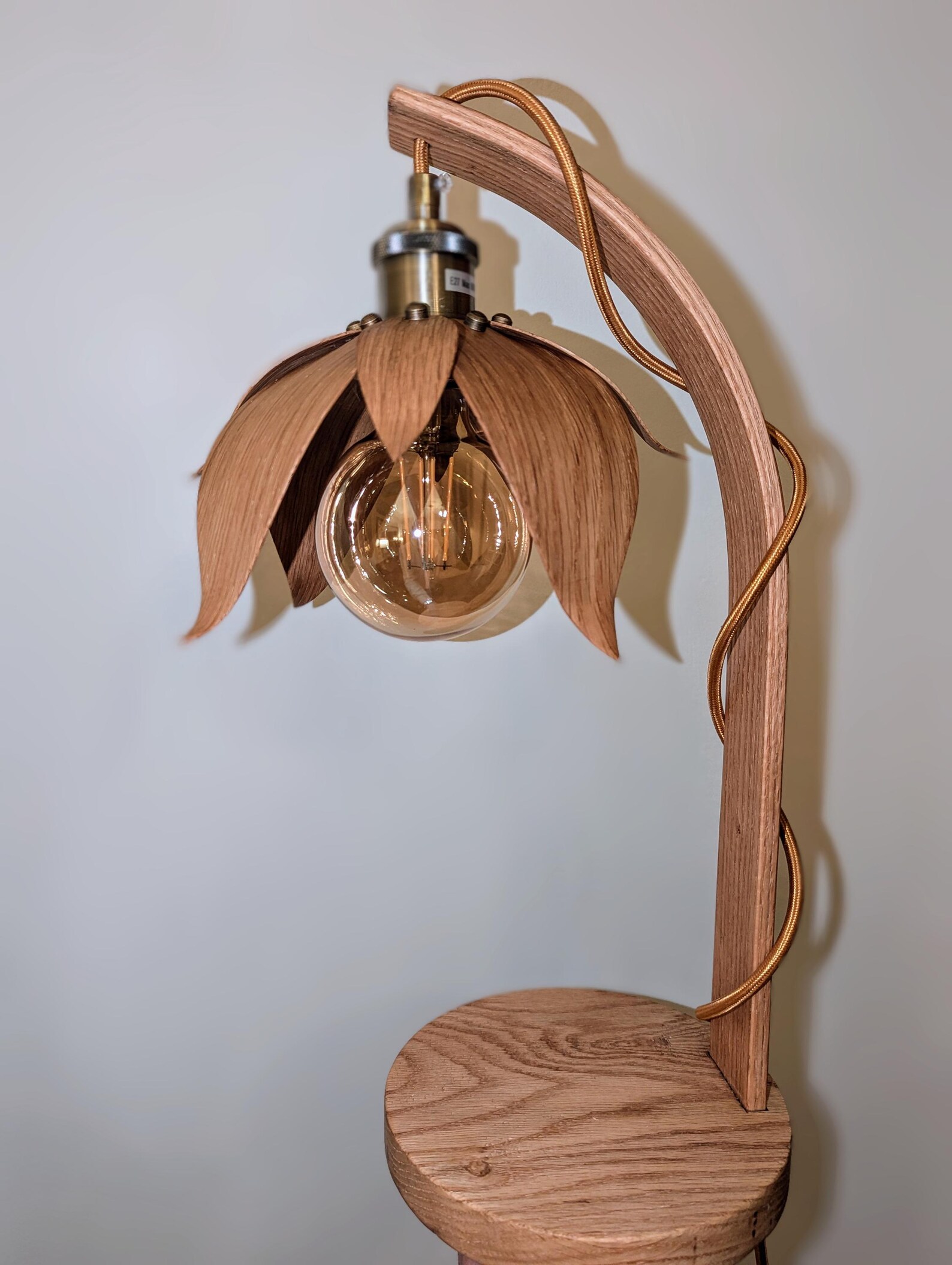 Lotus Table Lamp. Handmade in Solid Oak - Etsy