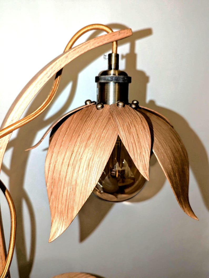 Lotus Table Lamp. Handmade in Solid Oak - Etsy