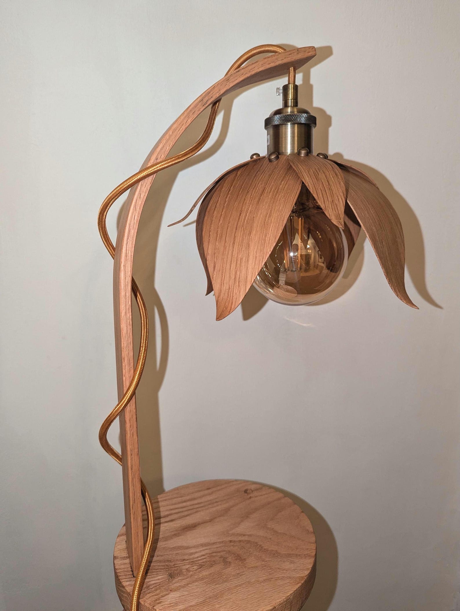 Lotus Table Lamp. Handmade in Solid Oak - Etsy