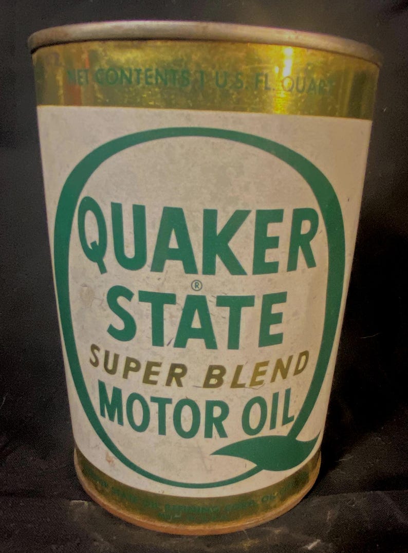 Vintage 1970s Quaker State Super Blend Motor Oil 1 Qt Can SEALED Q Logo ...