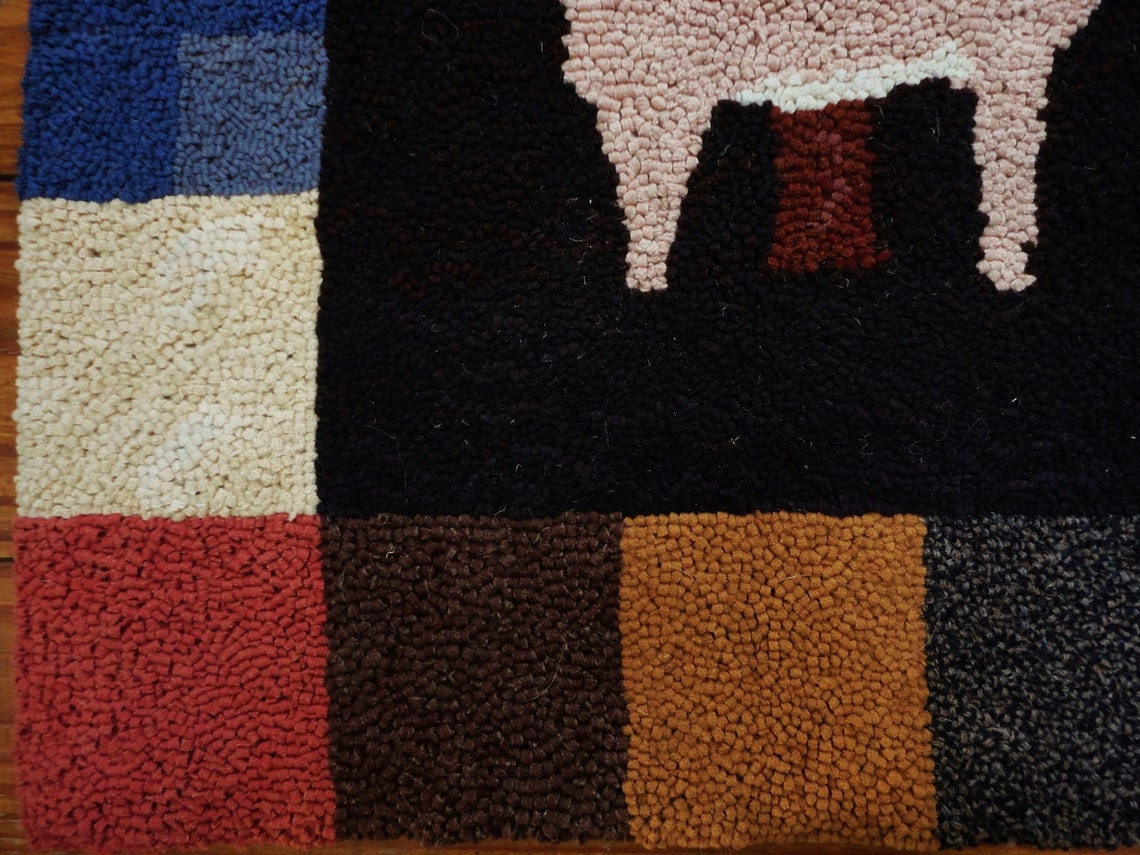 Hand Hooked Antique Reproduction Pictorial Reindeer Wool Rug - Etsy