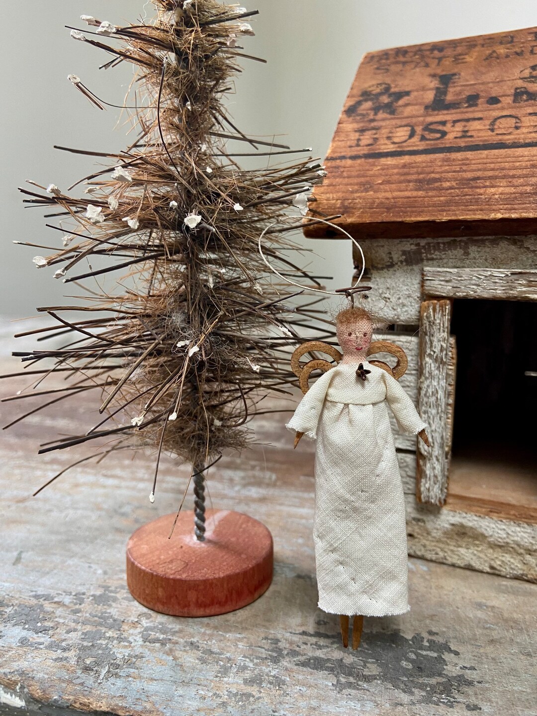 Cloth Tiny White Cinnamon Stick Christmas Angel Ornament Named Spice ...