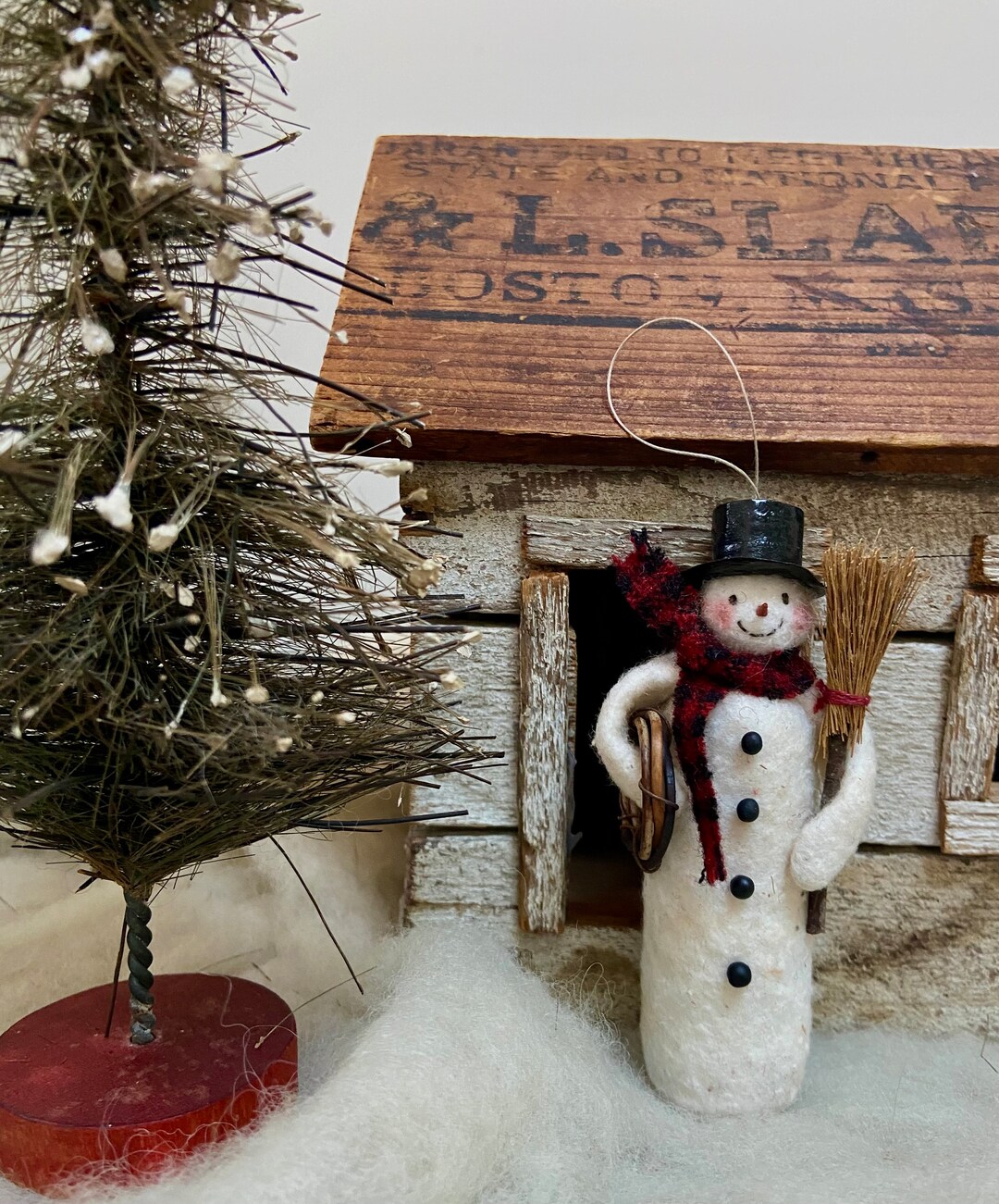 Cotton Batting Christmas Snowman Ornament Named Snow Stud - Etsy