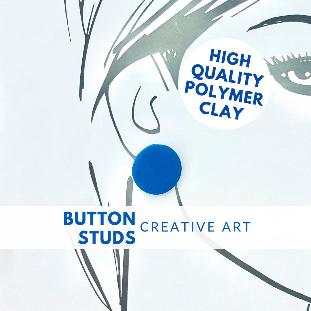 Ocean Blue Circle Studs Polymer Art Teacher Earrings Gift Blue Post ...