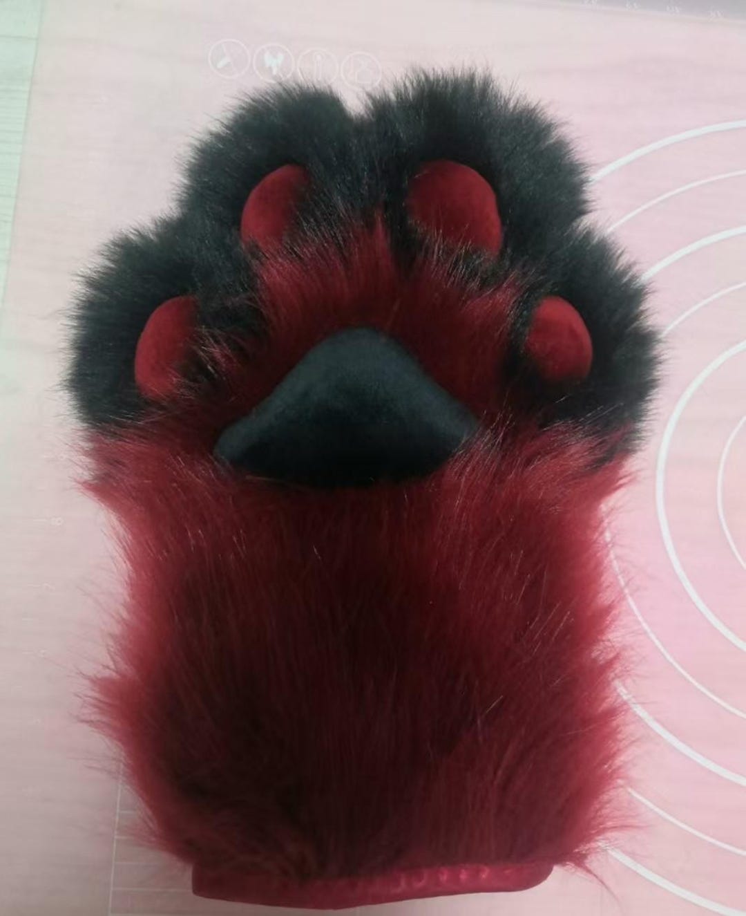 Burgendy and Black Fursuit Paws, Handmade Furry Hand Paws, 4 Fingers ...