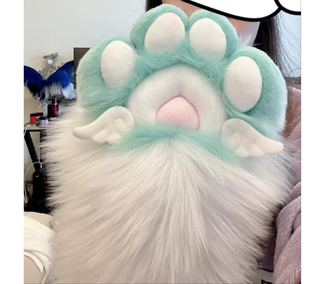Wings Heart Furry Paws, Handmade Fursuit Hand Paws, 4 Fingers Fursuit ...