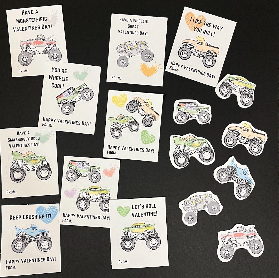 Valentine’s Day Monster Jam Monster Truck Stickers. - Etsy